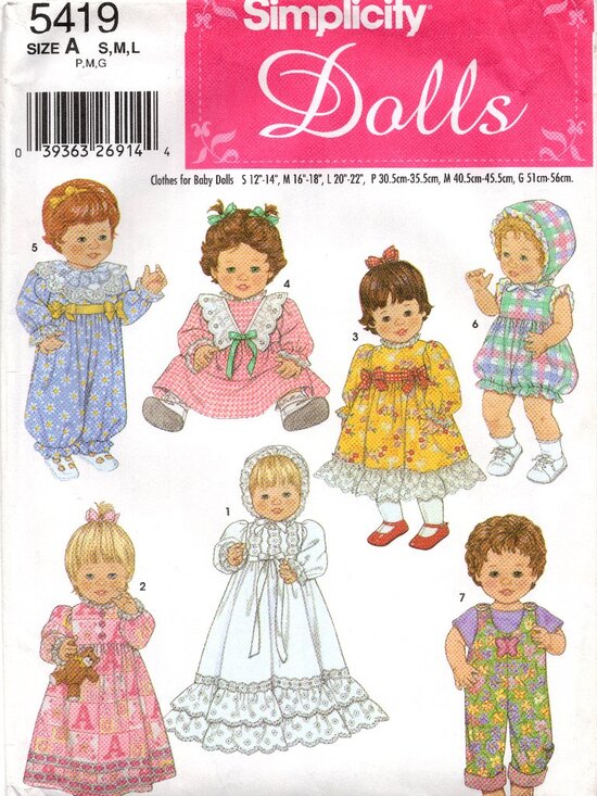Simplicity | Office | Simplicity Dolls 549 Doll Clothing Sewing Pattern ...